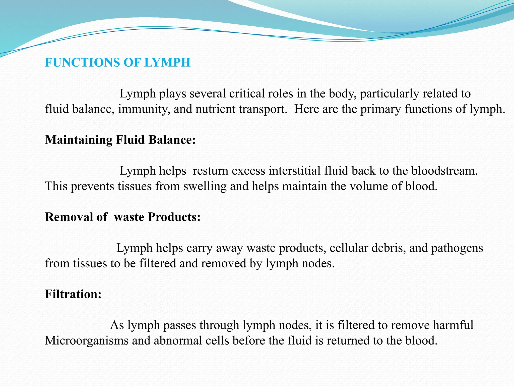 Lymph and their Composition of Lymph and functions | PPT