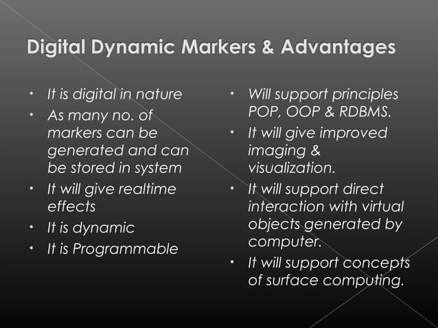 Digital Dynamic Markers in augmented Reality | PPT