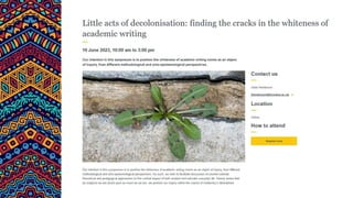 Decolonising DMU and the PGR Experience | PPT