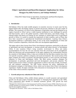 China’s Agricultural and Rural Development: Implications for Africa | DOC