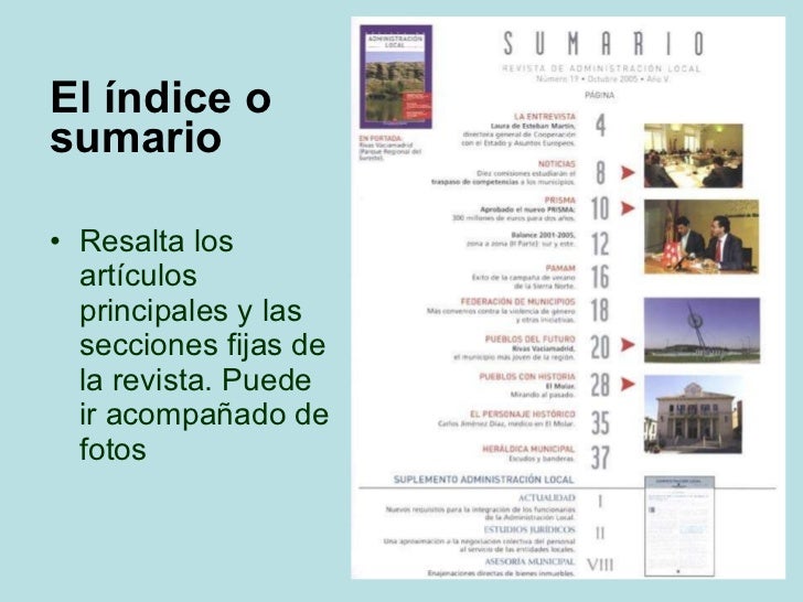 Estructura de una Revista Digital: Índice