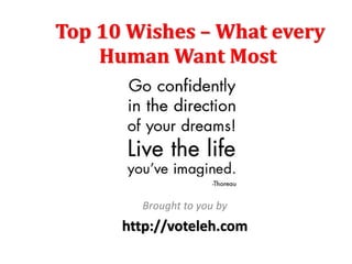 Top 10 Wishes –What every Human Want Most | PDF