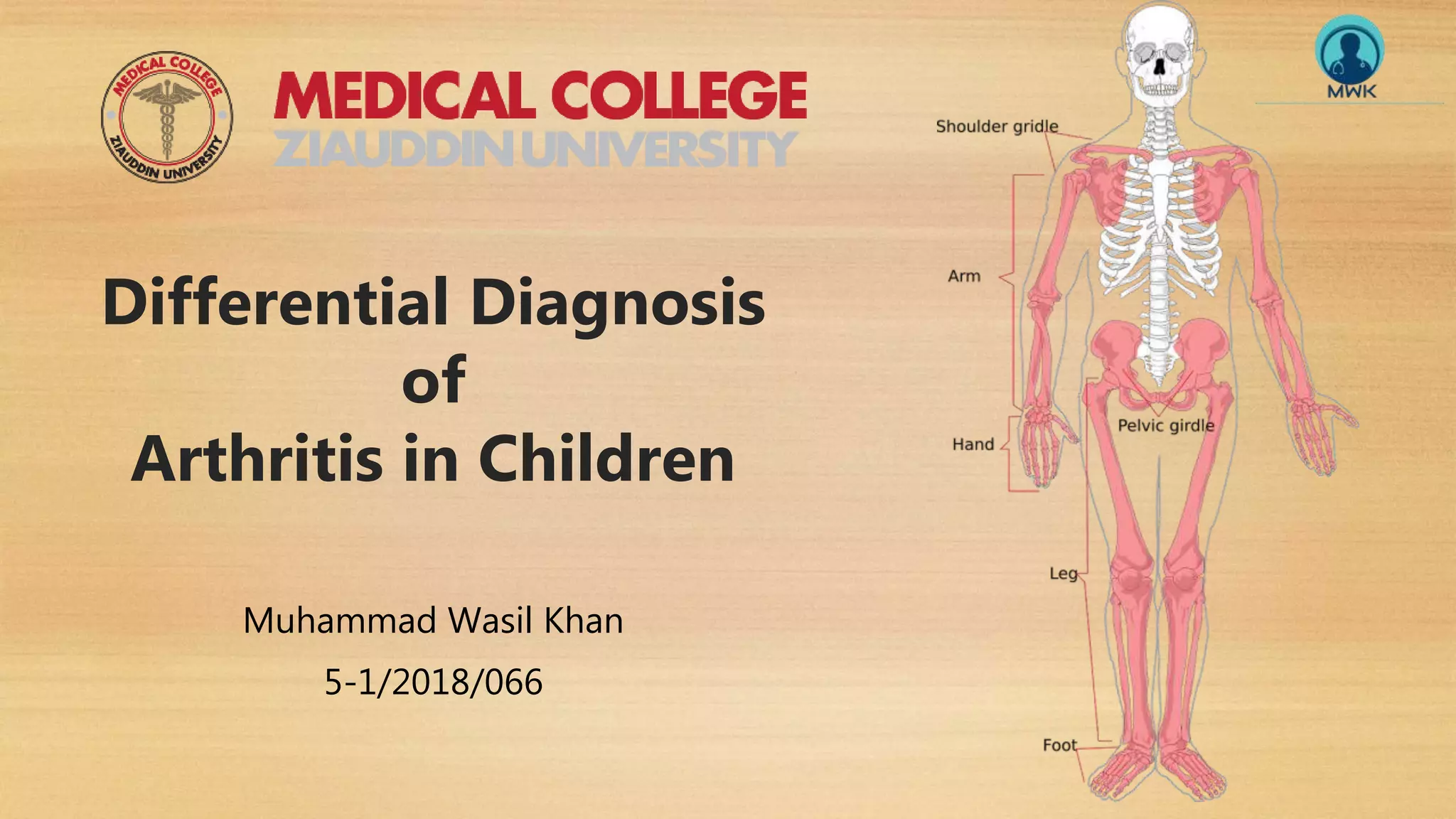 Differential Diagnosis of Arthritis in Children | PPTX