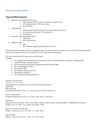 Type of DDoS attacks with hping3 example | DOCX