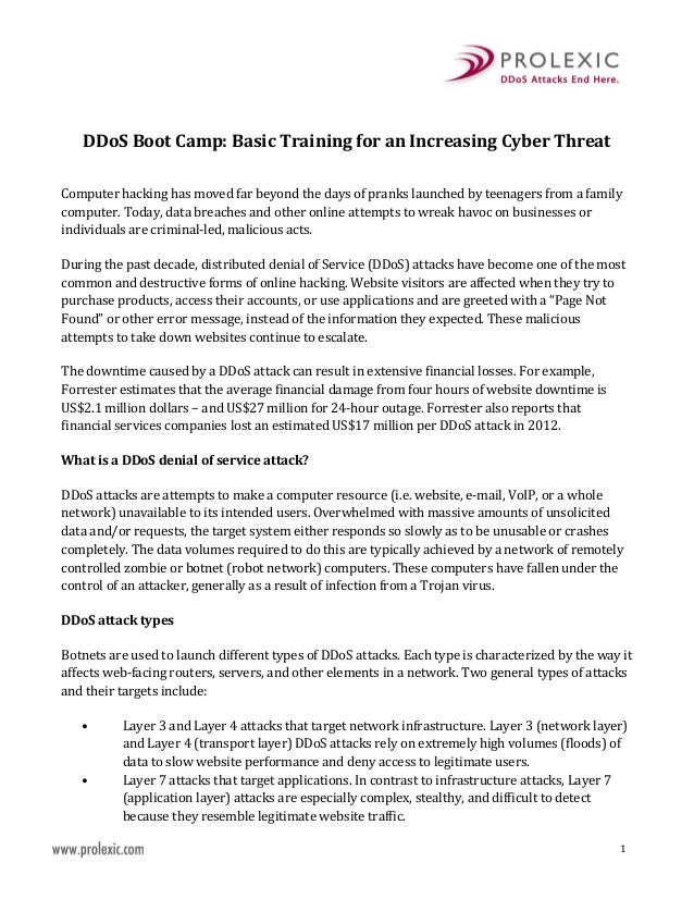 DDoS Boot Camp: Basic Training for an Increasing Cyber Threat