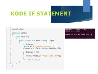 Ddp percabangan if else - switch case | PPTX
