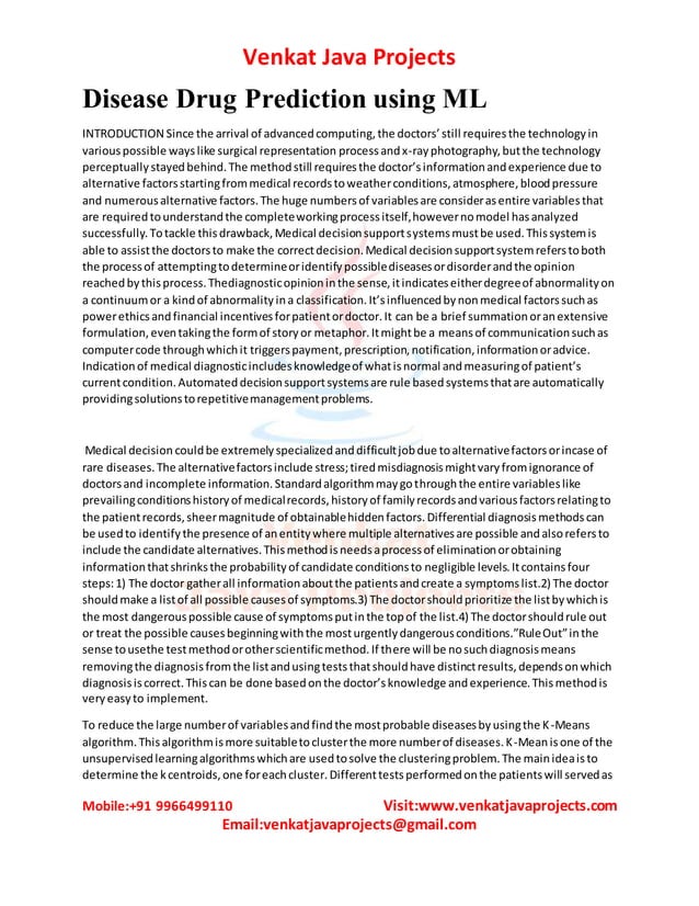 Ddp(disease drug prediction using ml) | PDF