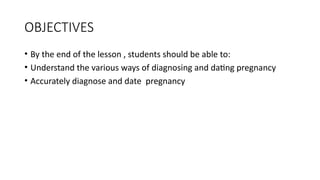 daignosing and dating pregnancy in midwifery | PPTX