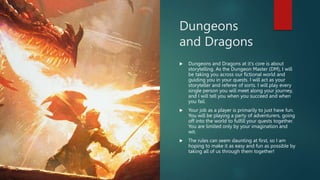 Dungeons and Dragons Presentation for New Players | PPTX