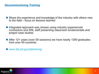 Nuclear Decommissioning Program at ANL Aug 2009 | PPT