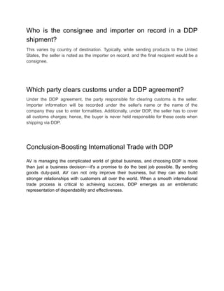 AV e-Duniya's Perspective on DDP shipping International Trade | PDF