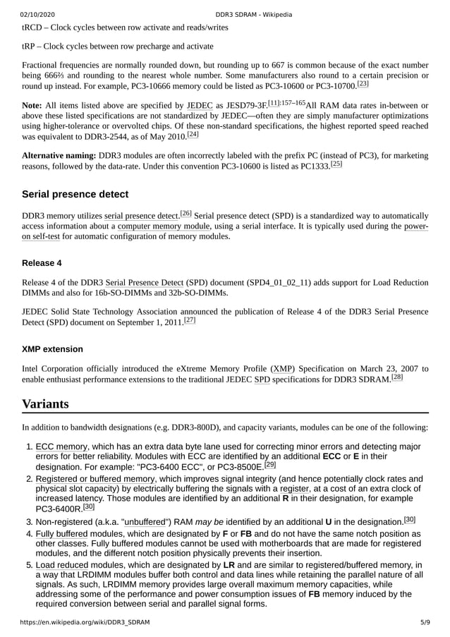 DDR3 SDRAM : Notes | PDF