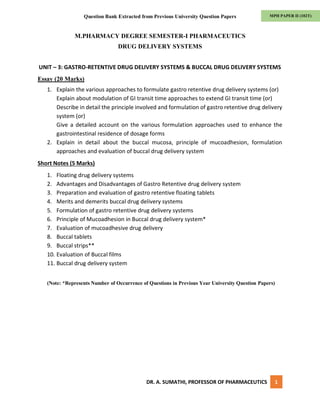 Dr. A. Sumathi - M.Pharm Question Bank - DDS | PDF