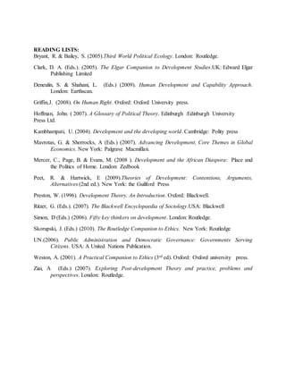 Dds 0111 development studies course outline | DOCX