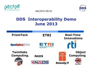 DDS Interoperability Demo June 2013 (Berlin, Germany) | PPT