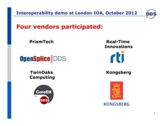 DDS Interoperability Demo 2013 (Washington DC) | PDF