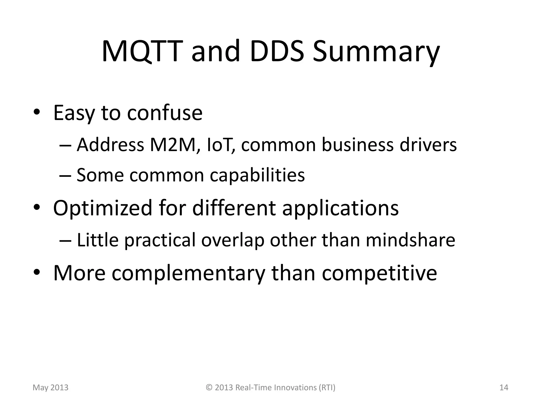 Comparison of MQTT and DDS as M2M Protocols for the Internet of Things | PPT