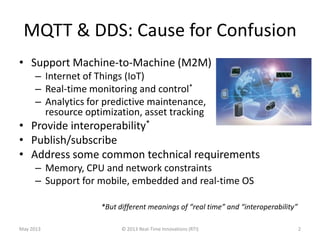Comparison of MQTT and DDS as M2M Protocols for the Internet of Things | PPT