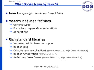 Proposed Java 5 API for DDS (out of date) | PPT
