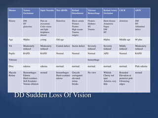 Dd sudden loss of vision prof munim | PDF