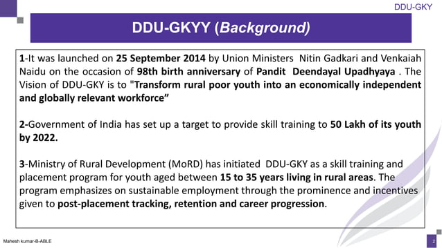 DDU-GKY_Project Orientation_B-ABLE BY Mahesh Kumar | PDF | Careers