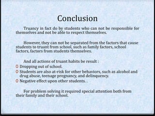 Truancy at School - Pembolosan Sekolah | PPTX | Debated Sensitive ...