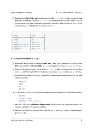 Guía 02. Ejercicios de teoría sobre SQL - José J Sánchez H | PDF