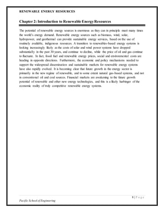 Design Engineering Report on Renewable energy resources. | DOCX | Power ...