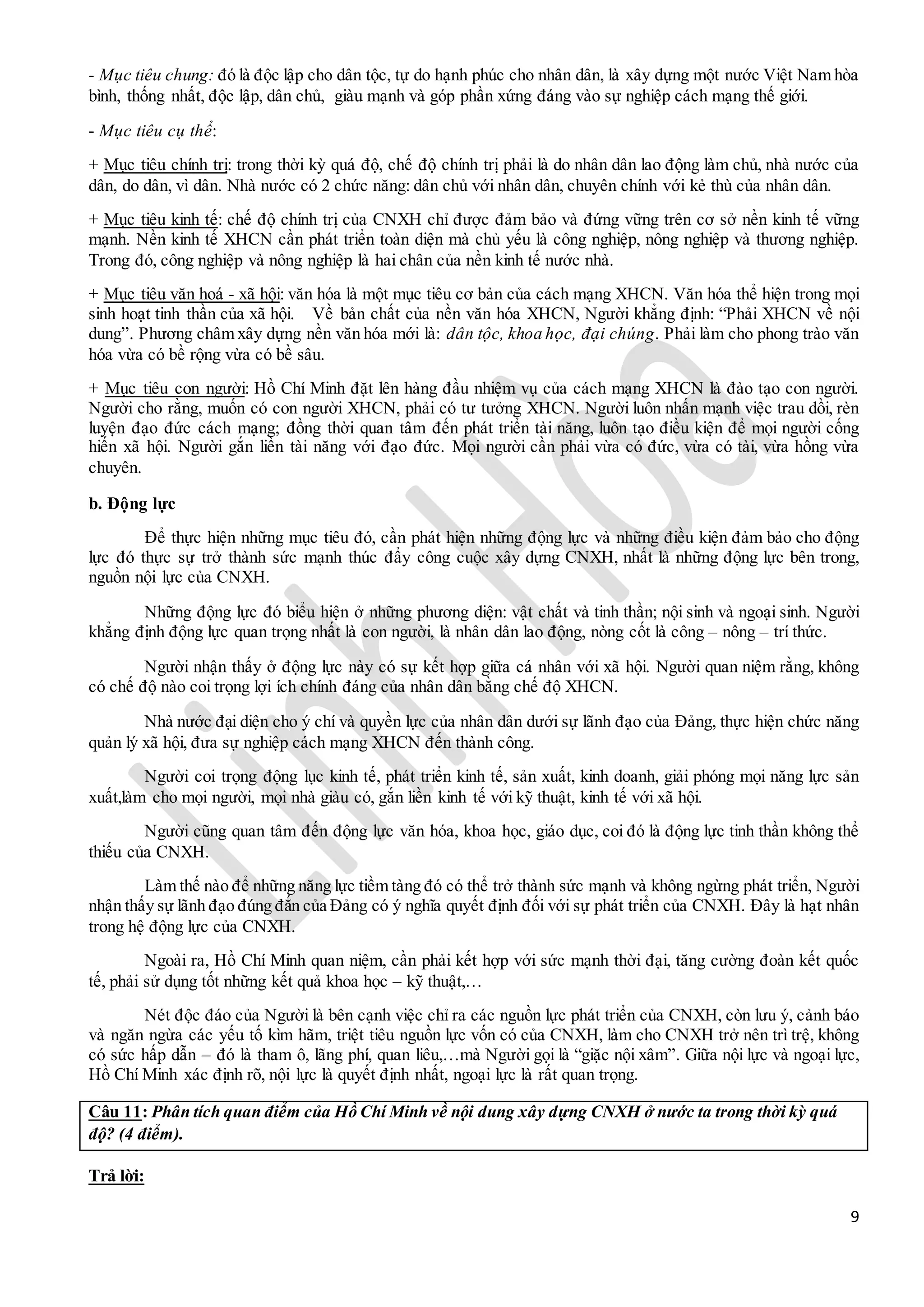 ĐỀ CƯƠNG ÔN TẬP HỌC PHẦN: TƯ TƯỞNG HỒ CHÍ MINH | DOC