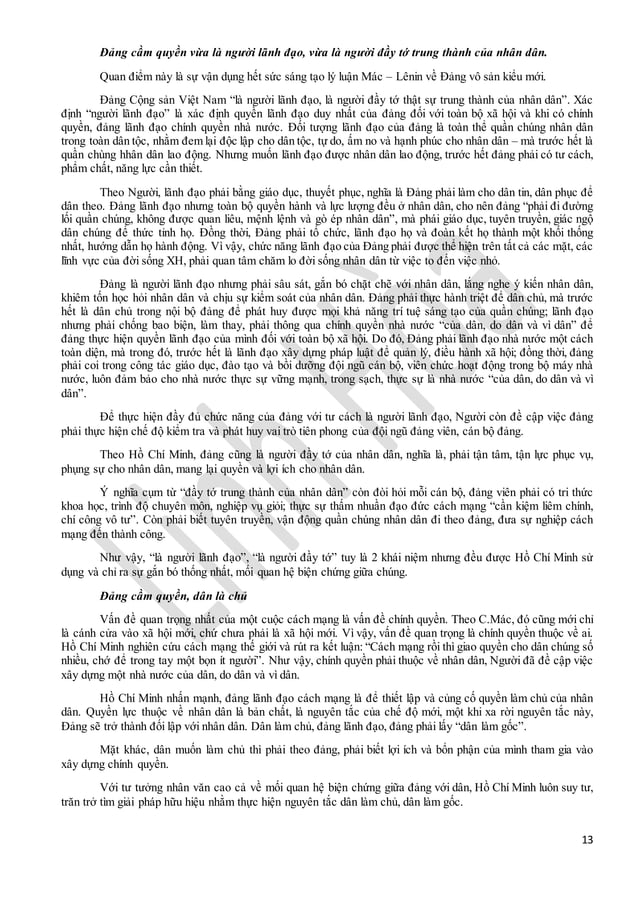 ĐỀ CƯƠNG ÔN TẬP HỌC PHẦN: TƯ TƯỞNG HỒ CHÍ MINH | DOC