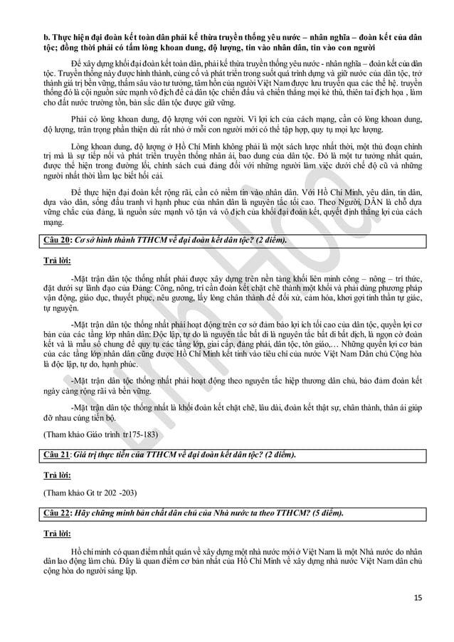 ĐỀ CƯƠNG ÔN TẬP HỌC PHẦN: TƯ TƯỞNG HỒ CHÍ MINH | DOC