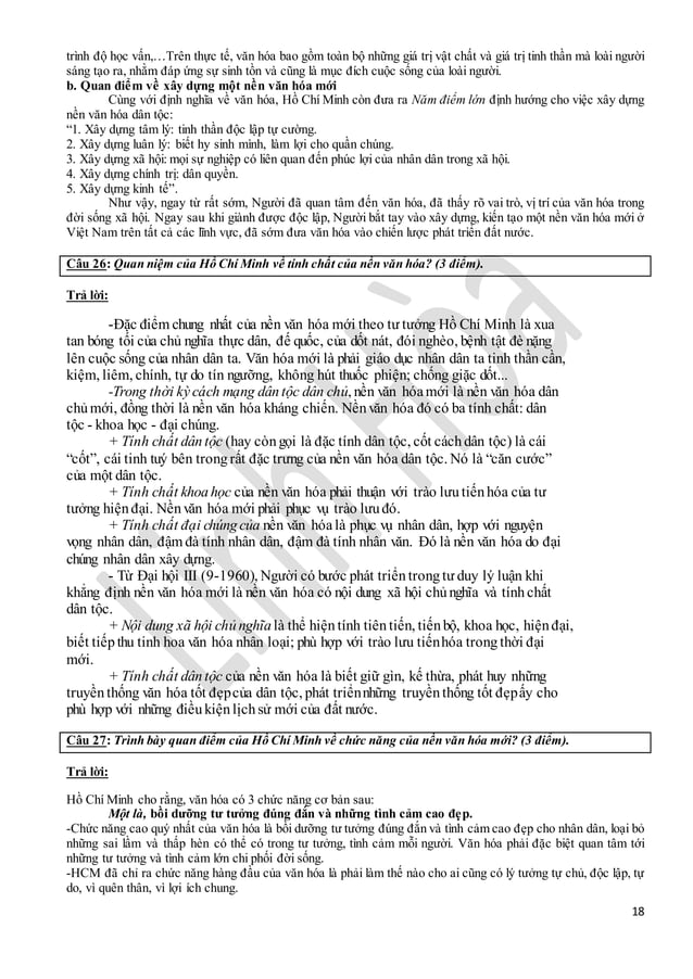 ĐỀ CƯƠNG ÔN TẬP HỌC PHẦN: TƯ TƯỞNG HỒ CHÍ MINH | DOC