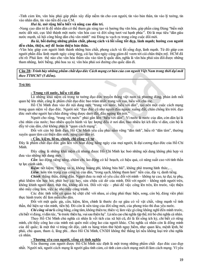 ĐỀ CƯƠNG ÔN TẬP HỌC PHẦN: TƯ TƯỞNG HỒ CHÍ MINH | DOC