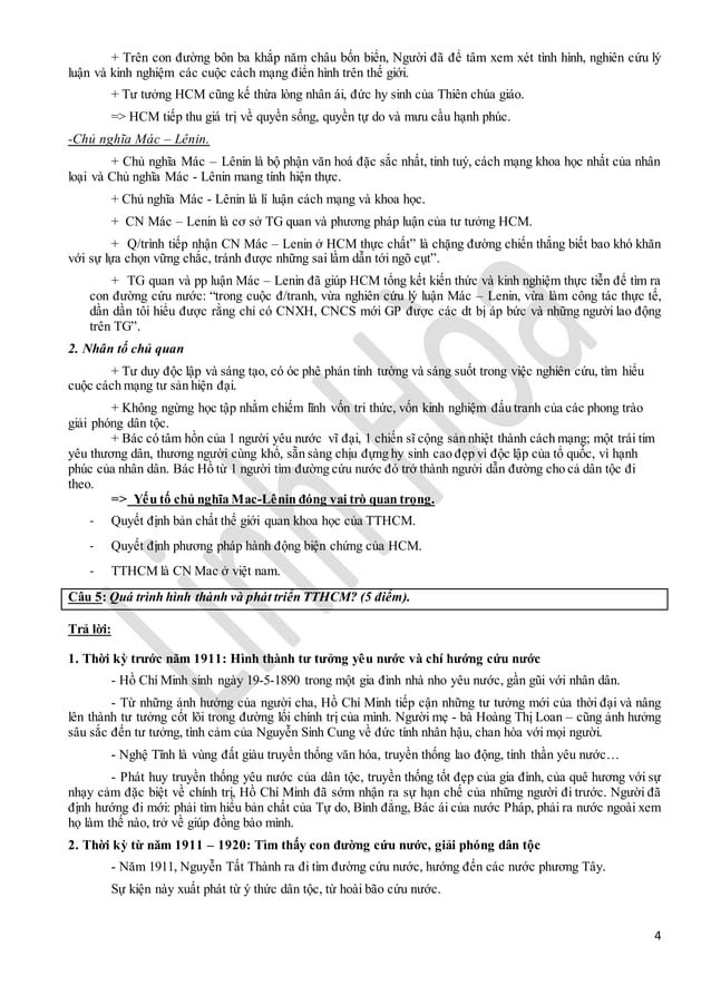 ĐỀ CƯƠNG ÔN TẬP HỌC PHẦN: TƯ TƯỞNG HỒ CHÍ MINH | DOC