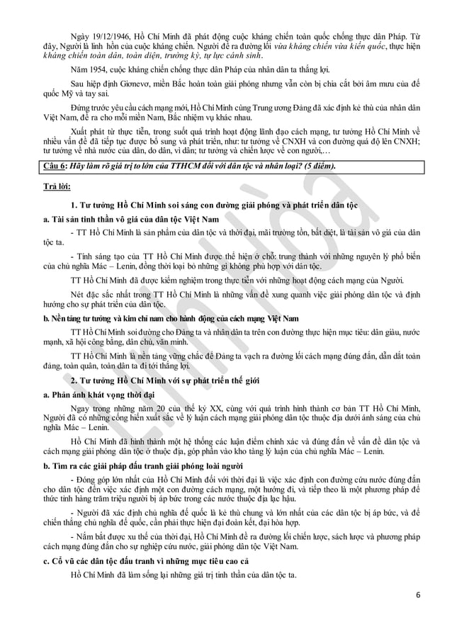 ĐỀ CƯƠNG ÔN TẬP HỌC PHẦN: TƯ TƯỞNG HỒ CHÍ MINH | DOC