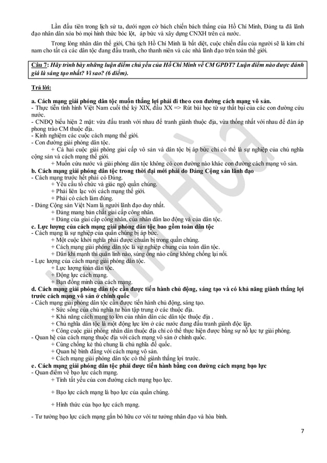 ĐỀ CƯƠNG ÔN TẬP HỌC PHẦN: TƯ TƯỞNG HỒ CHÍ MINH | DOC