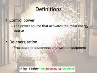 De energization and lockout safety reminder training | PPTX