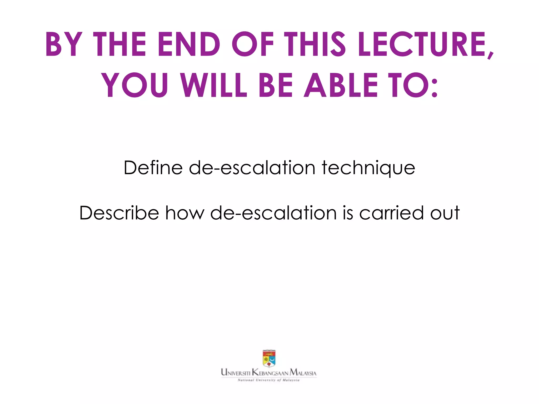 De-escalation technique | PDF