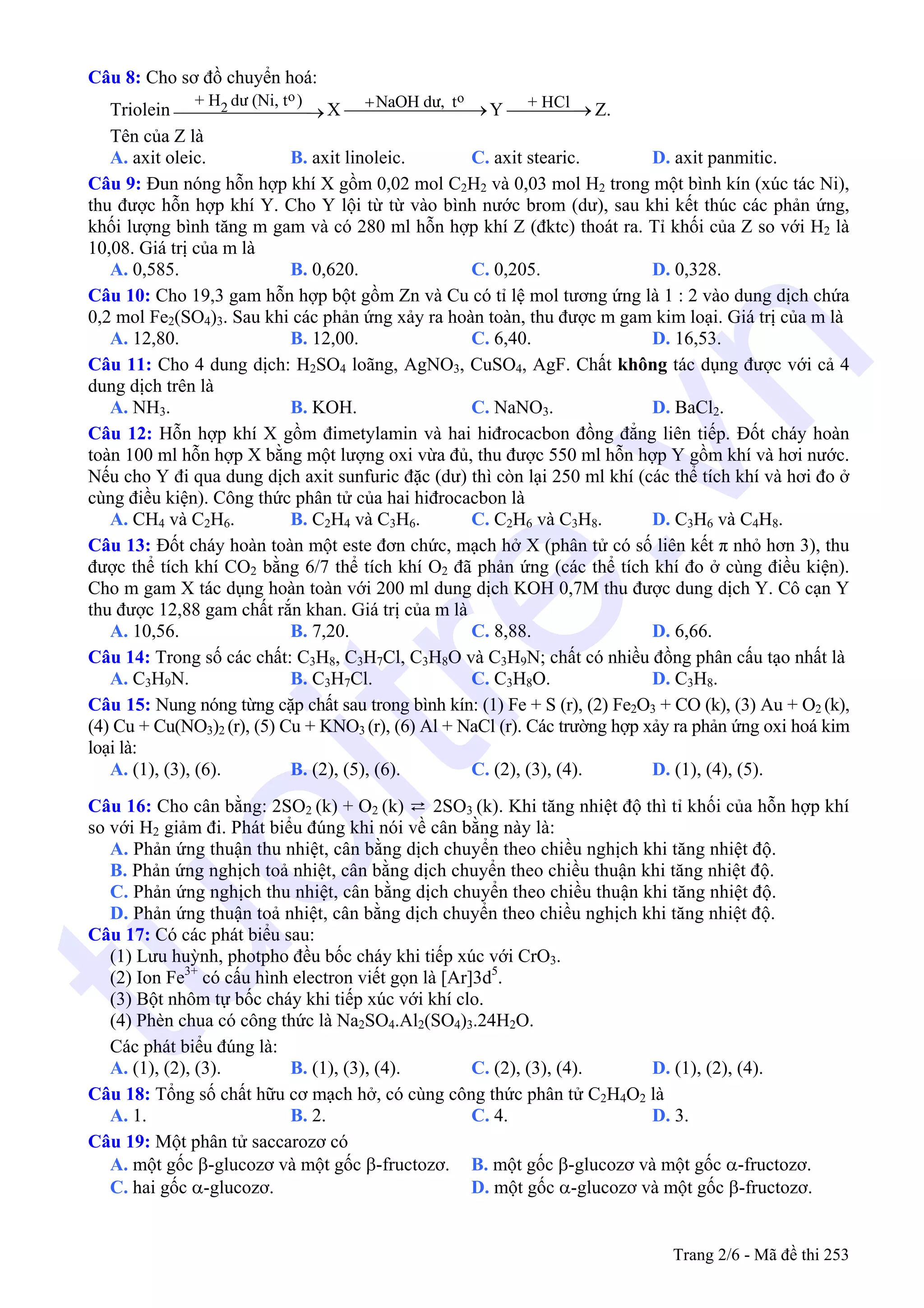 Đề thi chính thức môn Hóa - Khối A - Kỳ thi Đại học năm 2010 | PDF