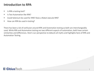 Demystifying Robotic Process Automation (RPA) & Automation Testing | PPT