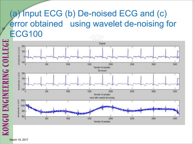 DE-NOISING OF ECG USING WAVELETS AND MULTIWAVELETS | PPTX