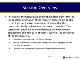 BACKGROUND AND PROBLEM STATEMENTS IN NURSING RESEARCH | PDF