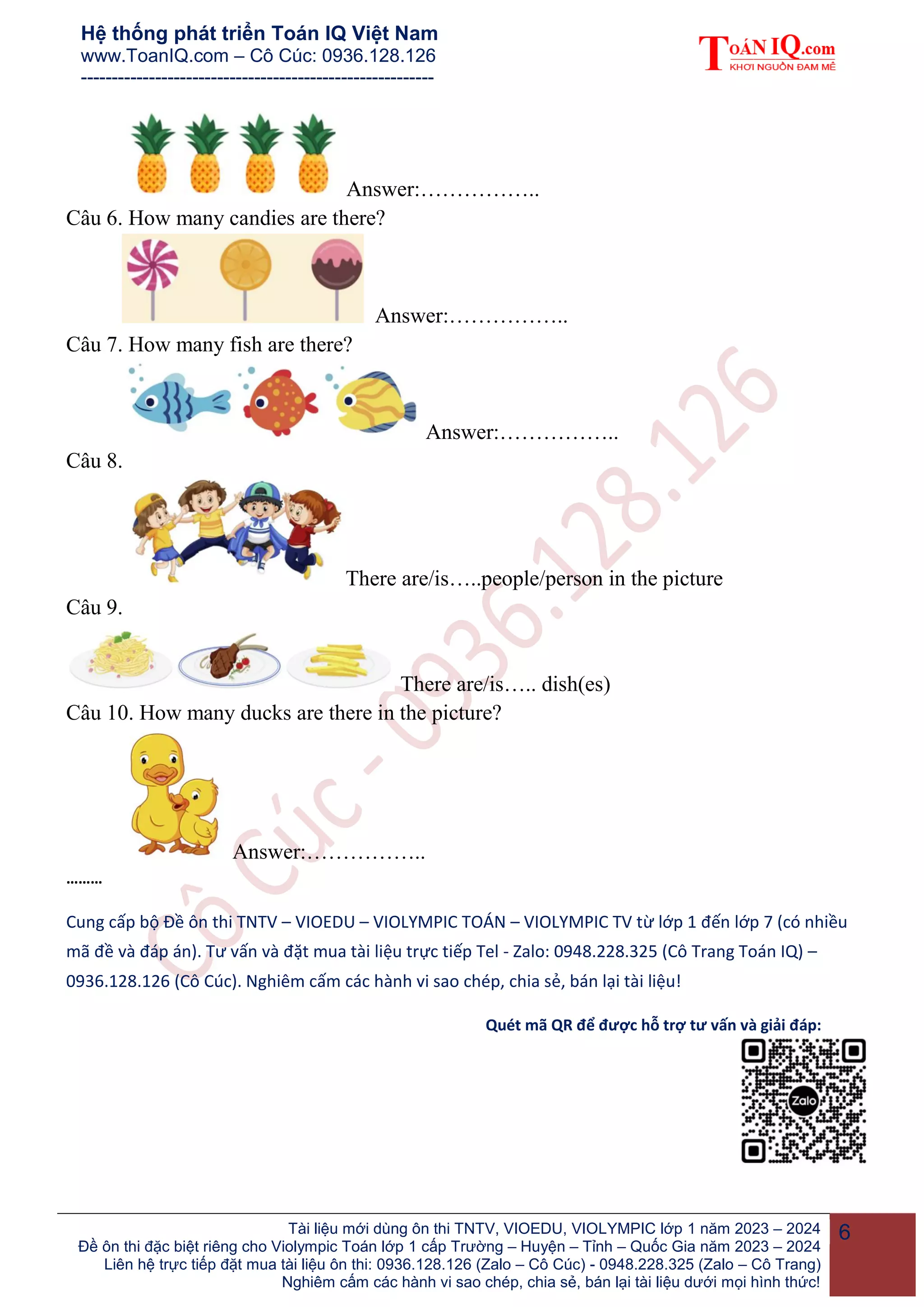 ĐỀ ÔN THI VIOLYMPIC TOÁN TIẾNG ANH LỚP 1 NĂM 2023 - 2024 TỪ VÒNG 1-10 CÓ ĐÁP ÁN | PDF