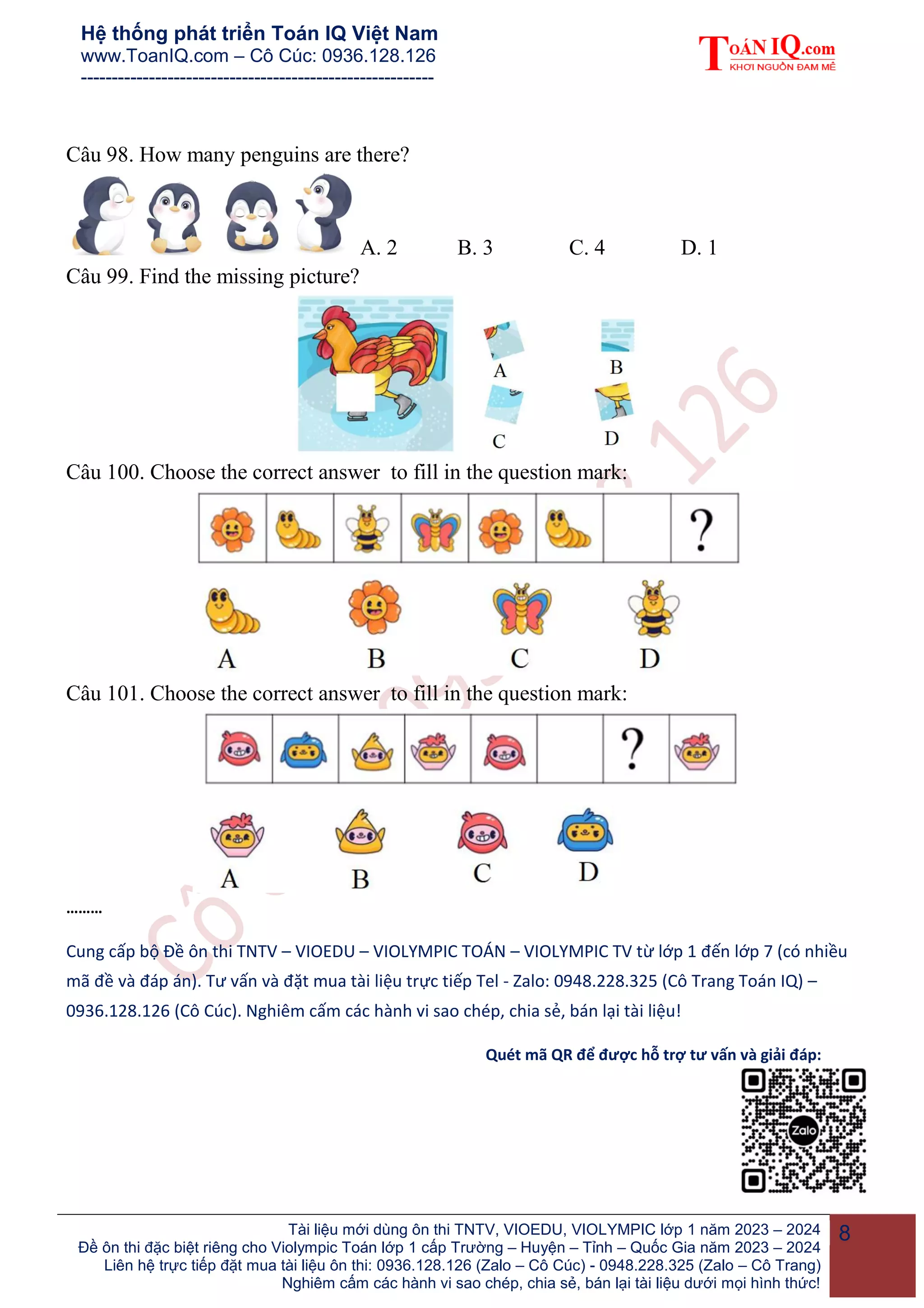 ĐỀ ÔN THI VIOLYMPIC TOÁN TIẾNG ANH LỚP 1 NĂM 2023 - 2024 TỪ VÒNG 1-10 CÓ ĐÁP ÁN | PDF
