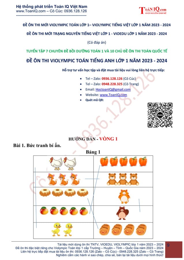 ĐỀ ÔN THI VIOLYMPIC TOÁN TIẾNG ANH LỚP 1 NĂM 2023 - 2024 TỪ VÒNG 1-10 CÓ ĐÁP ÁN | PDF
