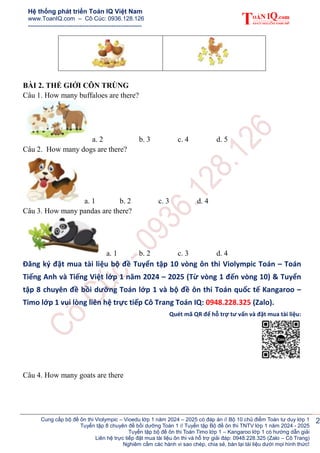 Đề ôn thi Violympic Toán Tiếng Anh lớp 1 năm 2024 - 2025 | PDF