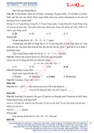 Đề ôn thi Violympic Toán Tiếng Anh lớp 3 năm 2024 - 2025 | PDF