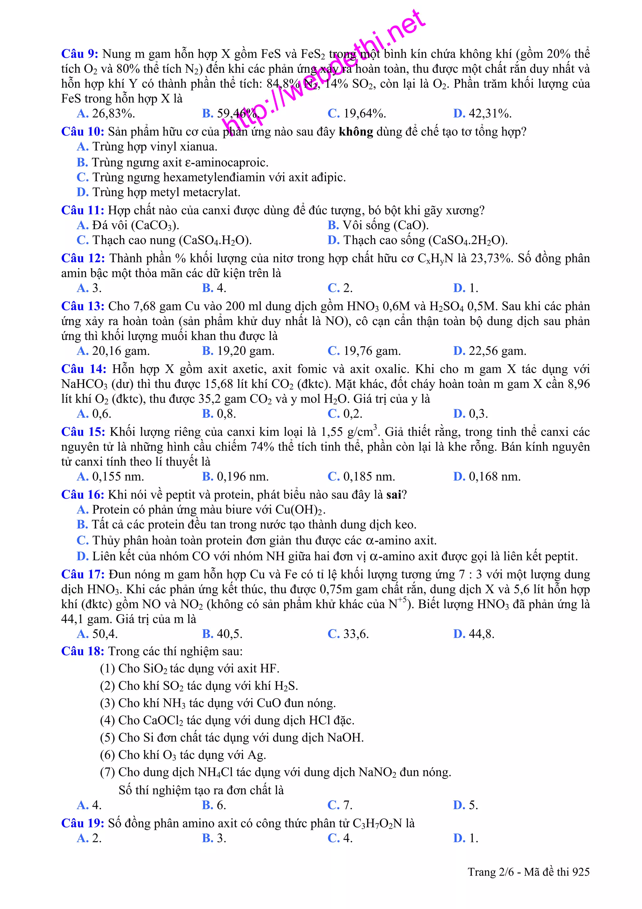 De thi-dai-hoc-mon-hoa-khoi-a-2011 | PDF