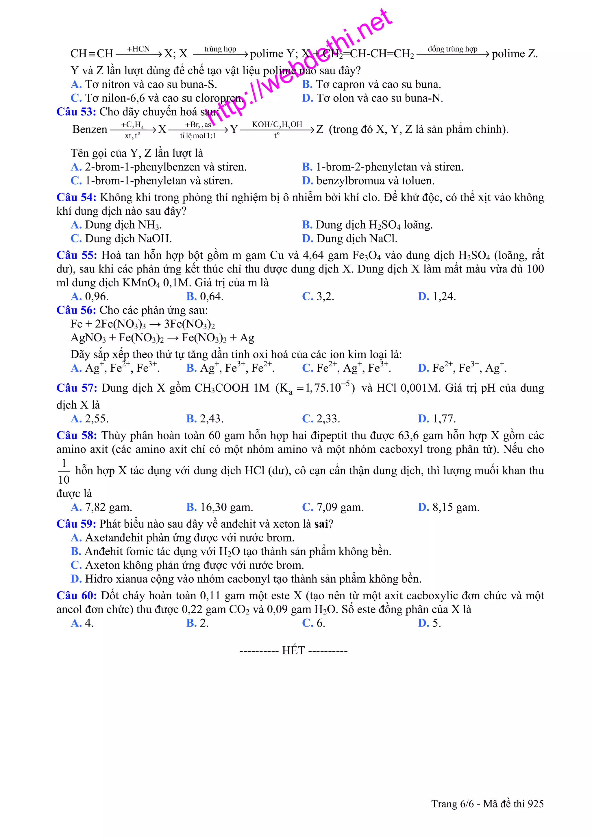 De thi-dai-hoc-mon-hoa-khoi-a-2011 | PDF