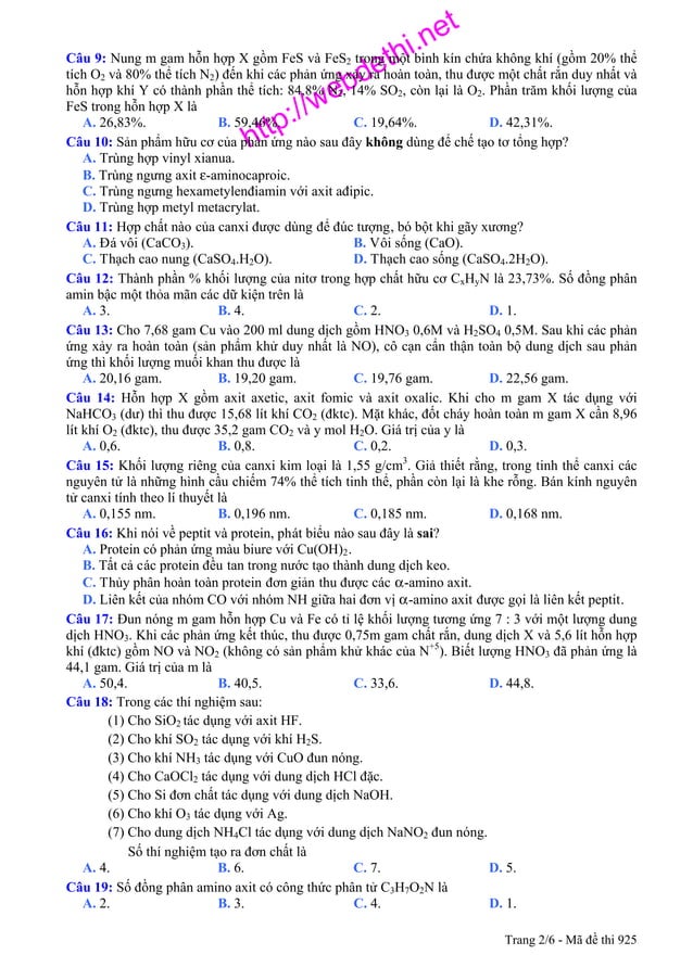 De thi-dai-hoc-mon-hoa-khoi-a-2011 | PDF